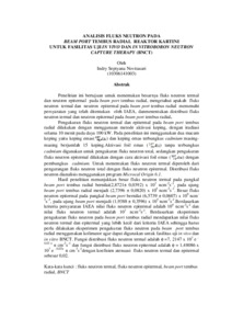 ANALISIS FLUKS NEUTRON PADA BEAM PORT TEMBUS RADIAL REAKTOR KARTINI UNTUK FASILITAS UJI IN VIVO ...